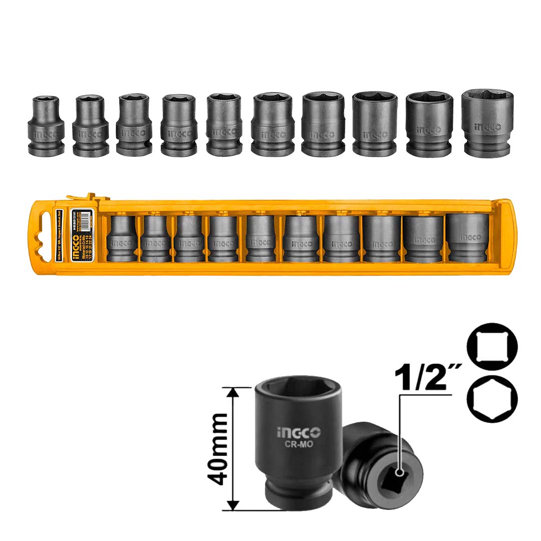 Douilles ingco 10 pcs 40mm 10-24mm - Ingco Douilles ingco 10 pcs 40mm 10-24mm - Ingco